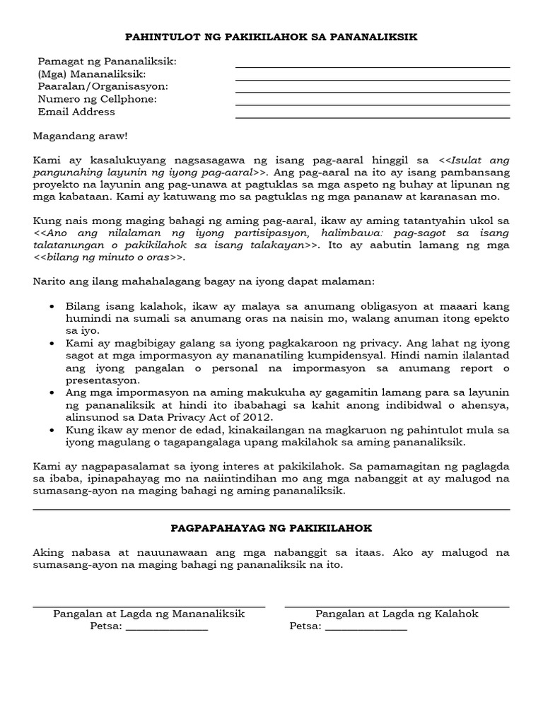 Assent For Minors and Parental Consent | PDF