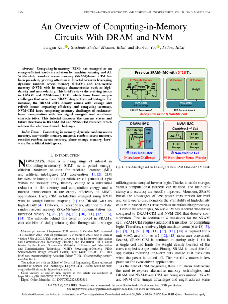 DRAM in Computing-in-Memory Overview | PDF | Dynamic Random Access ...