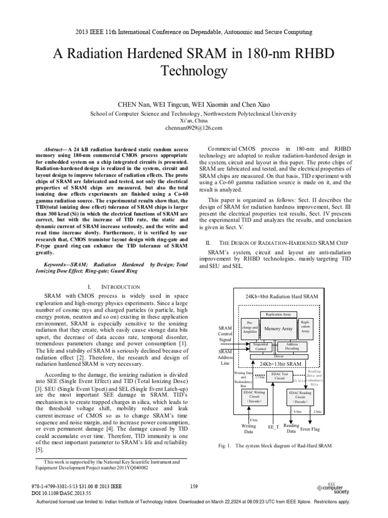 A Radiation Hardened Sram In 180 Nm Rhbd Technology Pdf Mosfet Electronic Design