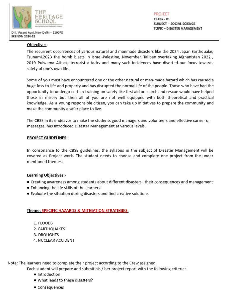 Class 9 Disaster Management Project Guide | PDF | Radioactive ...