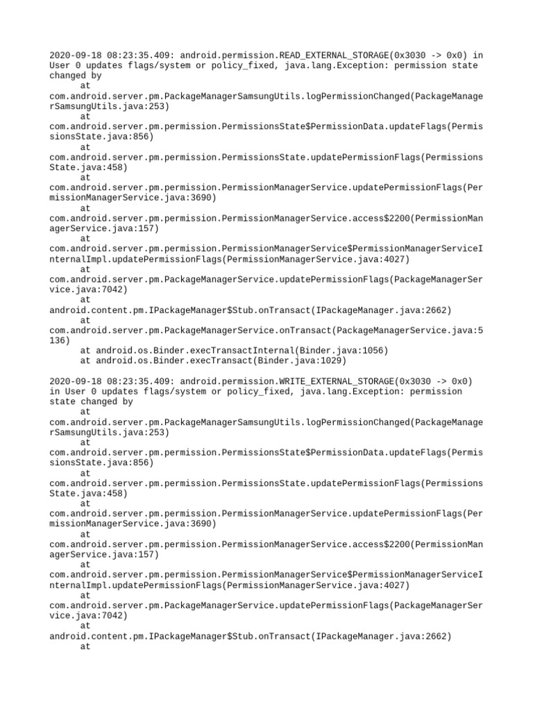 Perm Log | PDF | Java (Programming Language) | Android (Operating System)