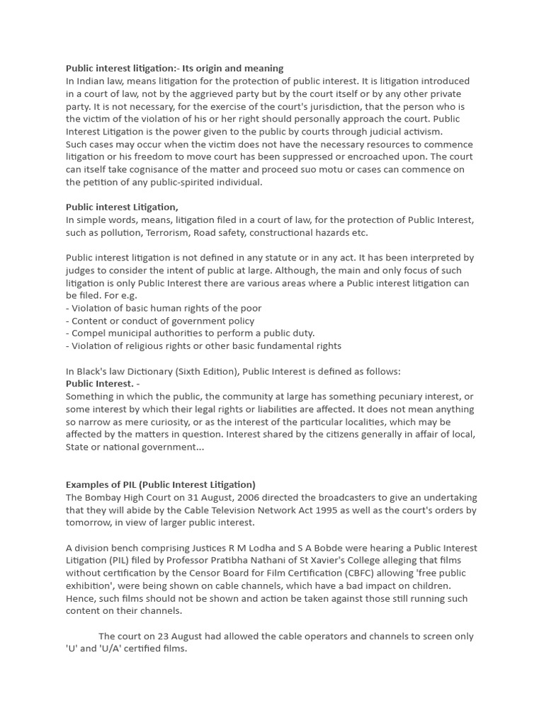 Understanding Public Interest Litigation in India | PDF | Writ | Writ ...
