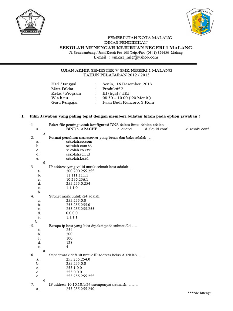 Soal UAS - Administrasi Server Jaringan. | PDF