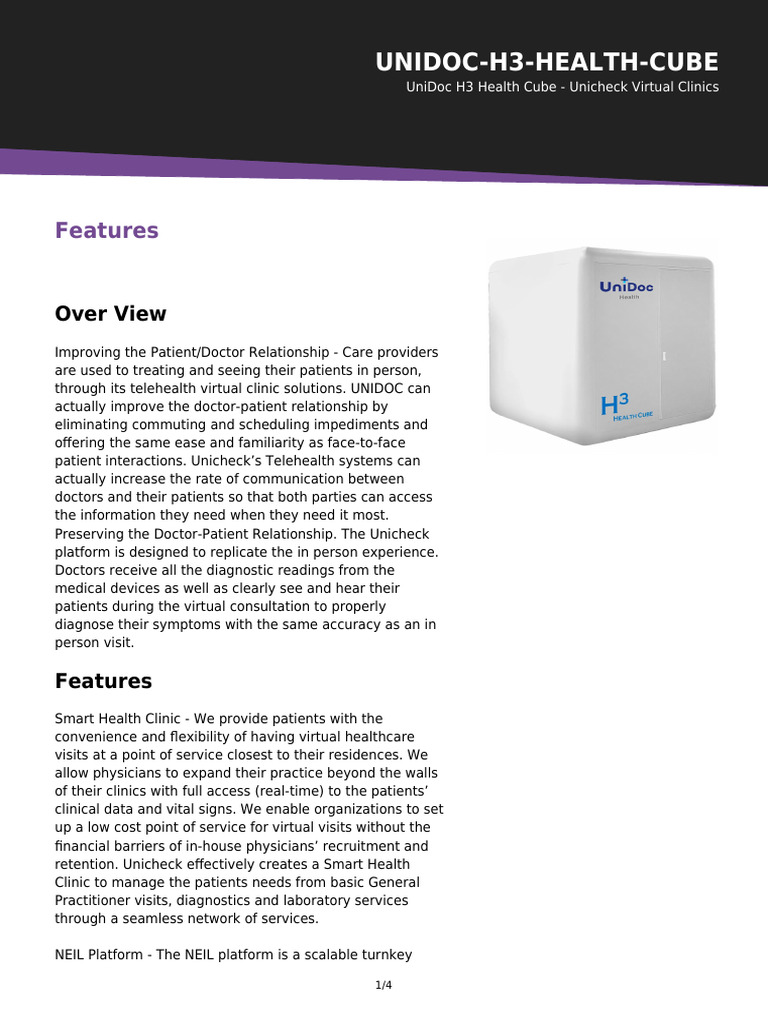 Data Sheet - UNIDOC-H3-HEALTH-CUBE - Galaxy Security Corporation | PDF ...