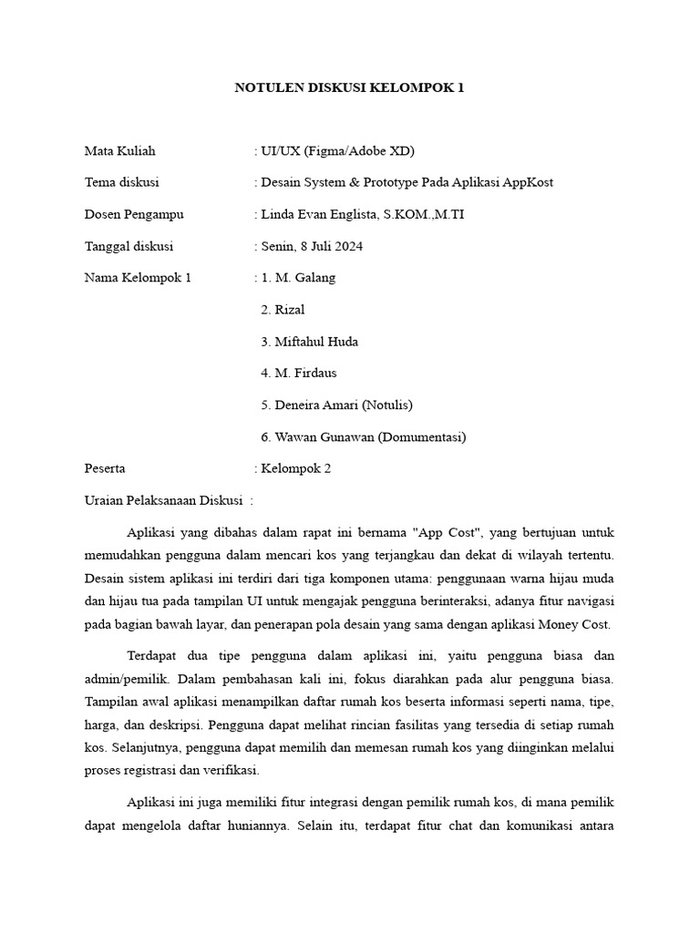 Notulen Diskusi Kelompok 1 | PDF | Seni