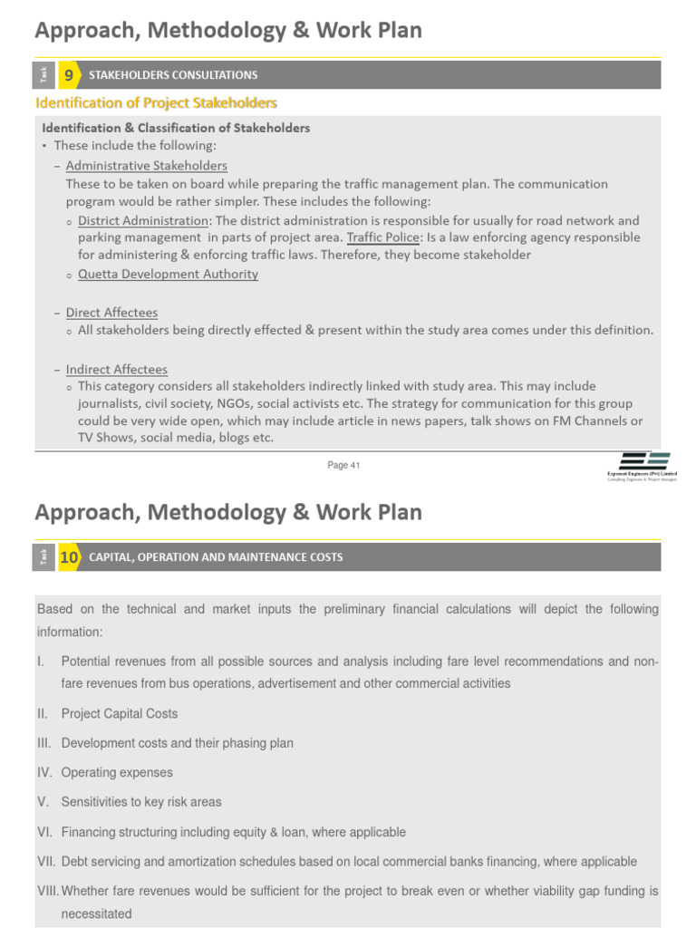 Approach, Methodology & Work Plan: Identification of Project ...