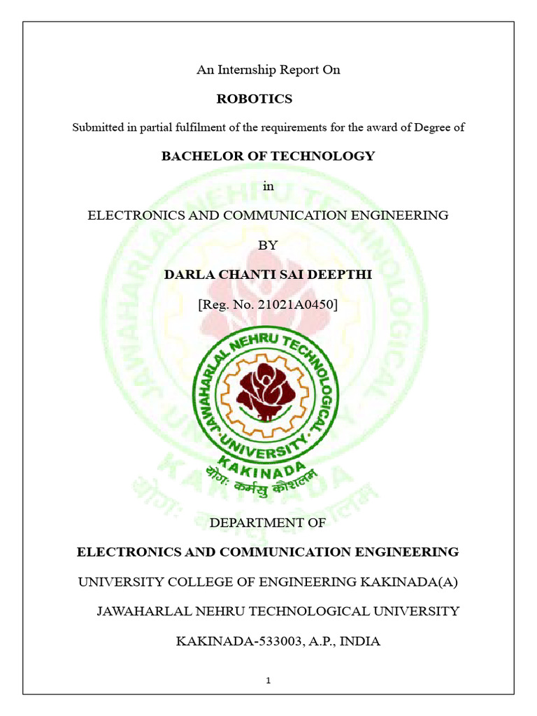 Robotics Internship | PDF | Robotics | Robot