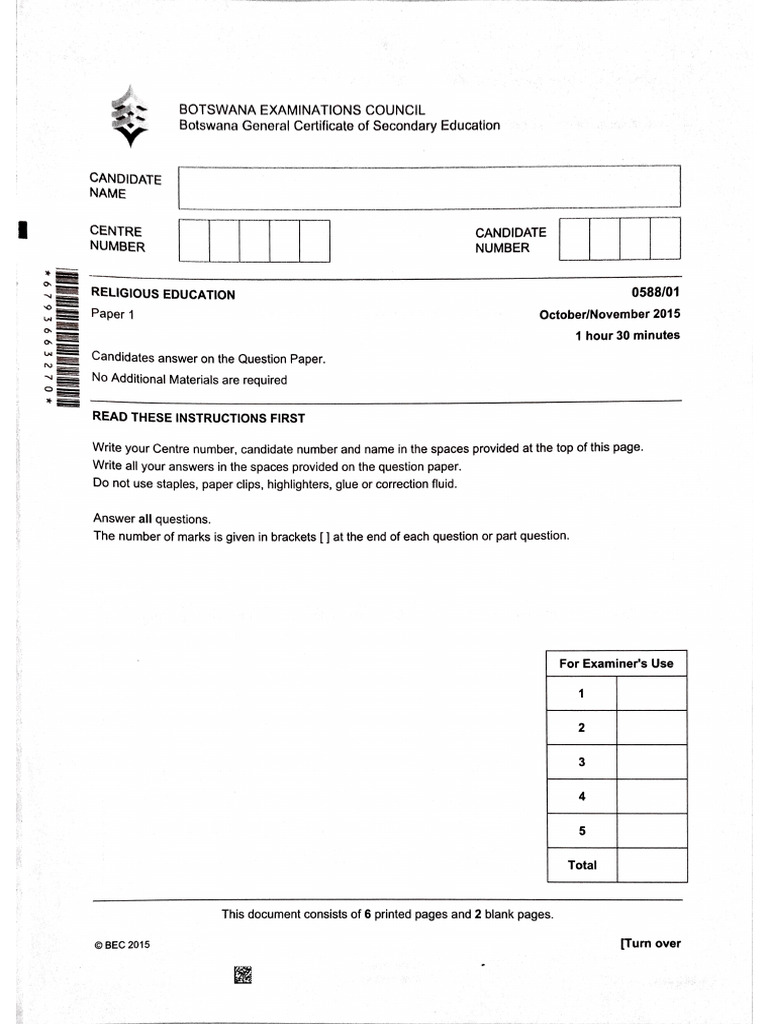 Re Paper 1 Exam Papers (2015-2021) | PDF