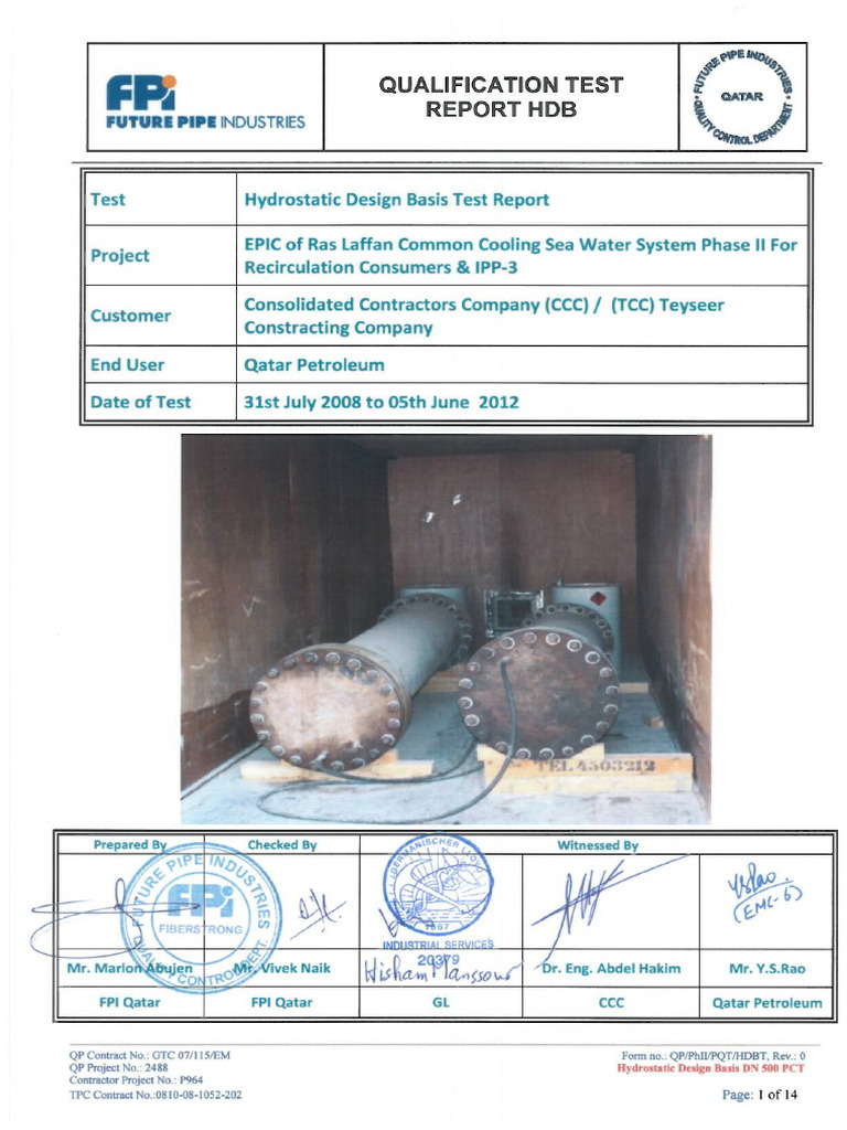 QP Ccic PQT HDBT PCT Dn500 Pn16 Pipe Rev.2 | PDF