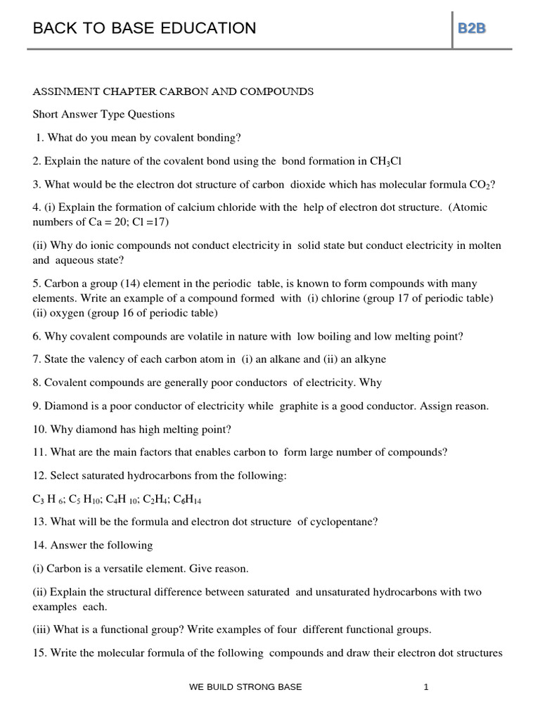 Carbon Compounds and Bonding Concepts | PDF | Alkene | Chemical Bond