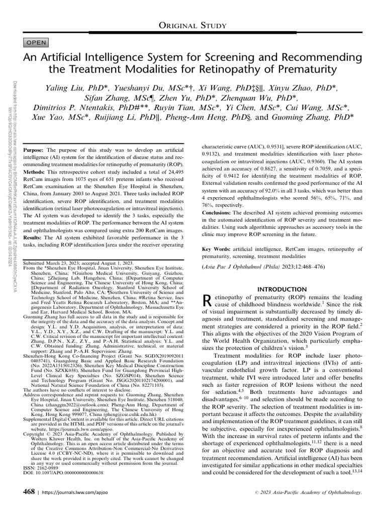 An Artificial Intelligence System For Screening.7 | PDF | Receiver Operating Characteristic ...