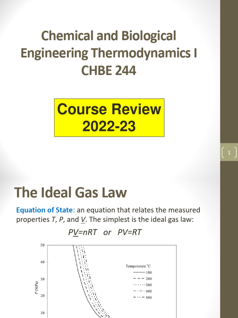 Chbe 244 - Lecture Final Review | PDF | Enthalpy | Mechanics