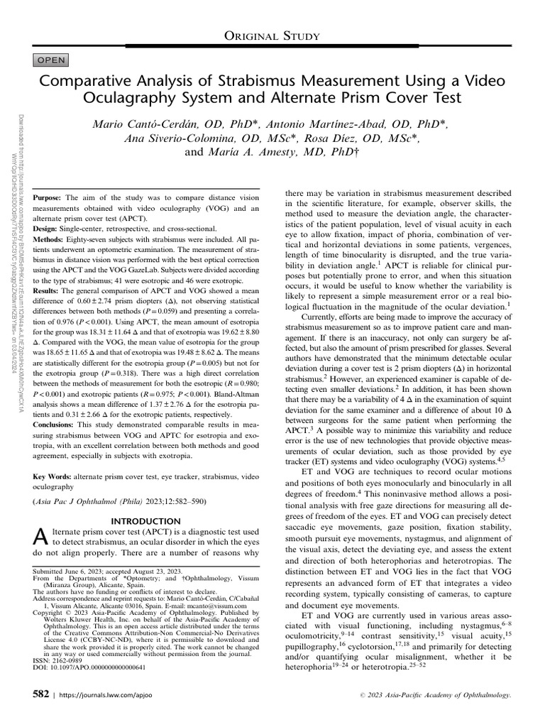 Comparative Analysis of Strabismus Measurement.7 | PDF | Vision ...