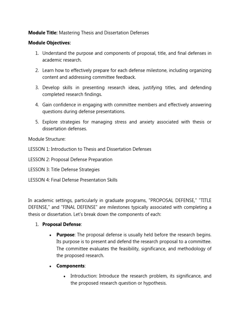 Thesis Module | PDF | Thesis | Methodology
