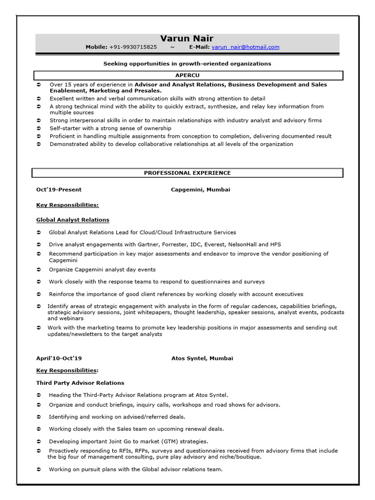 Varun - Nair - Resume | PDF | Computing