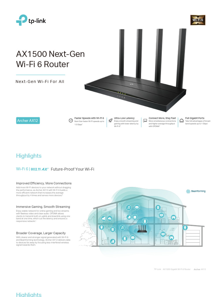 TP-Link Archer AX12 Router Specs | PDF | Wi Fi | Computer Network