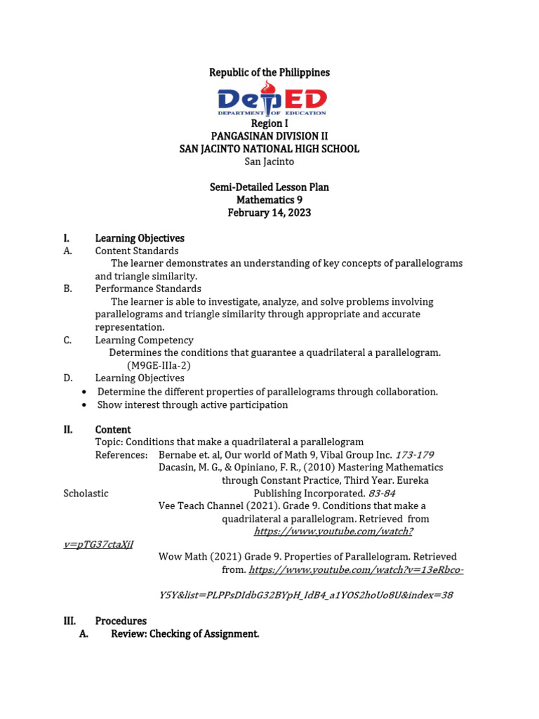 Semi-Dlp Math G9 | PDF | Learning | Mathematics