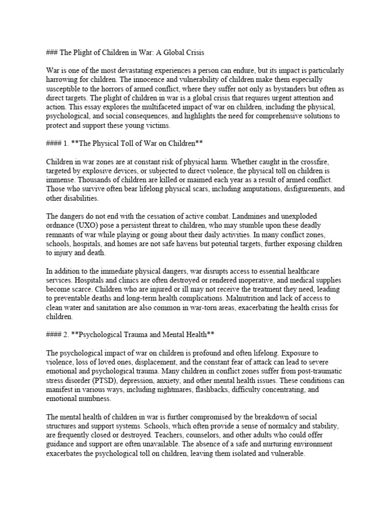 The Plight of Children in War | PDF | Psychological Trauma | Violence