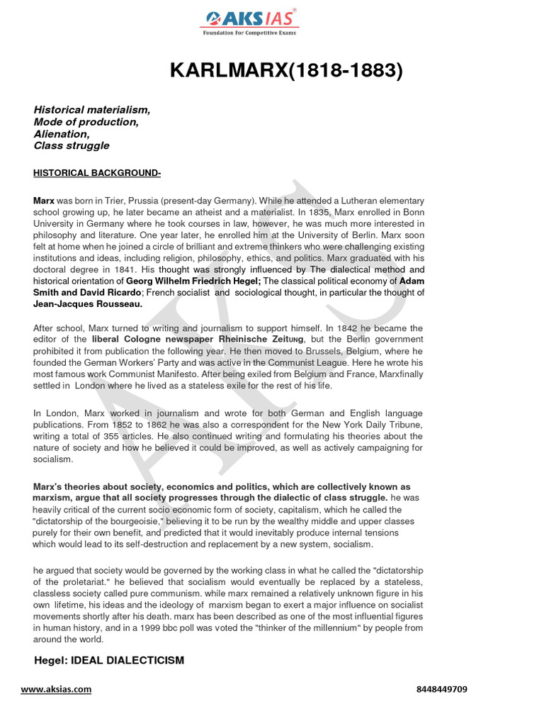 KARLMARX | PDF | Marx's Theory Of Alienation | Karl Marx