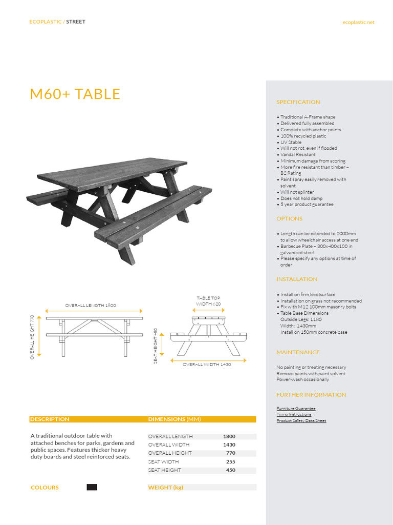 M60 A Frame Picnic Table | PDF | Building Engineering