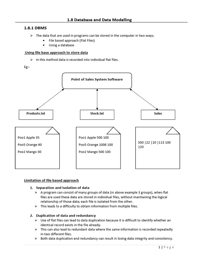 18 Database And Data Modelling 181 Dbms Using File Base Approach To Store Data Pdf 