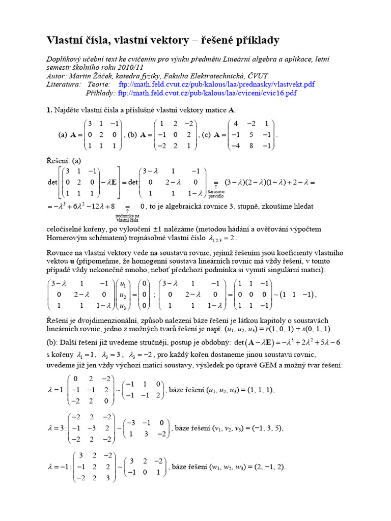 Vlastni Cisla Zacek | PDF