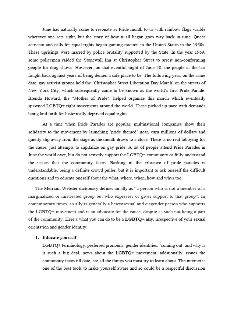 Basics of Queer Allyship 101 | PDF | Lgbt | LGBTQIA+ Studies