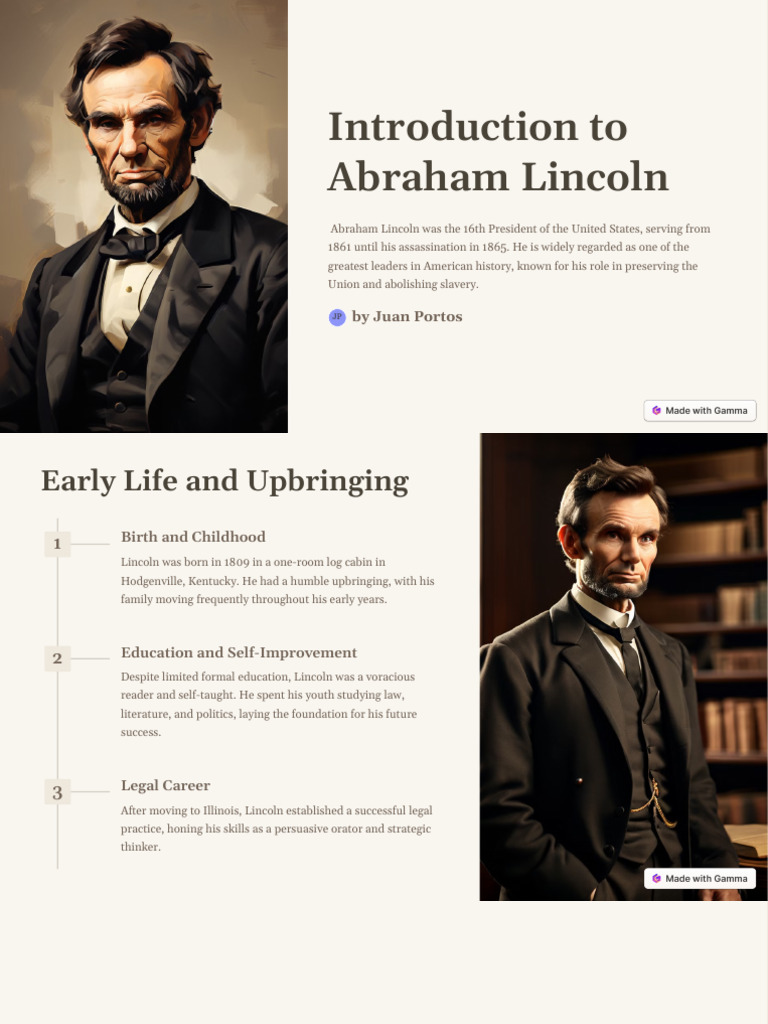 Introduction To Abraham Lincoln | PDF | Abraham Lincoln | Thirteenth ...