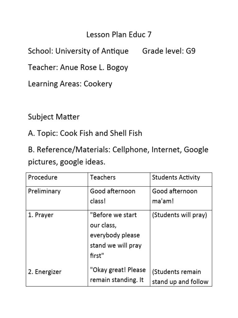Lesson Plan Edu-WPS Office - 104737 | PDF | Grilling | Foods