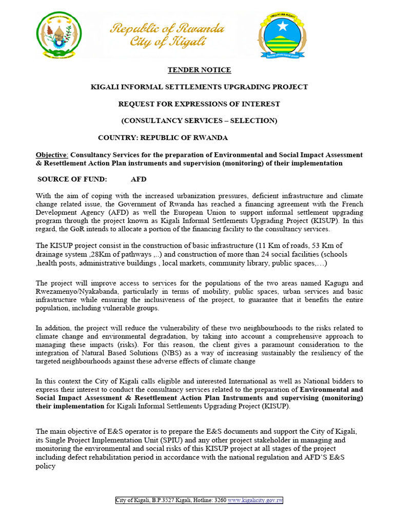 EOI Environment and Social Impact - Rawanda | PDF | Infrastructure ...