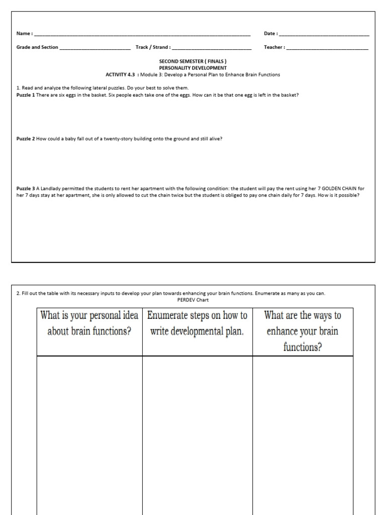 Enhance Brain Functions: Activities & Plans | PDF