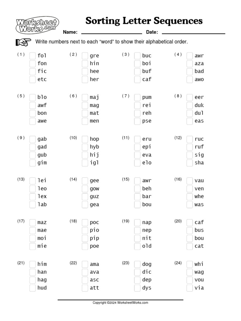 WorksheetWorks Sorting Letter Sequences 1 | PDF