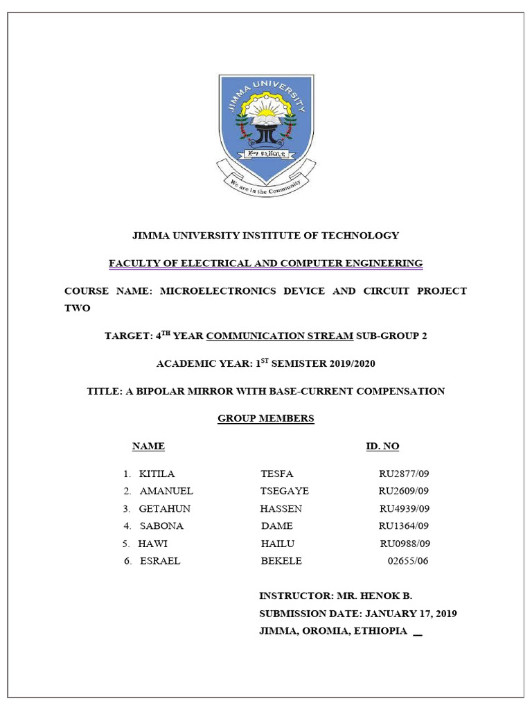 Microelectronics Project2 | PDF | Bipolar Junction Transistor | Electronic Circuits