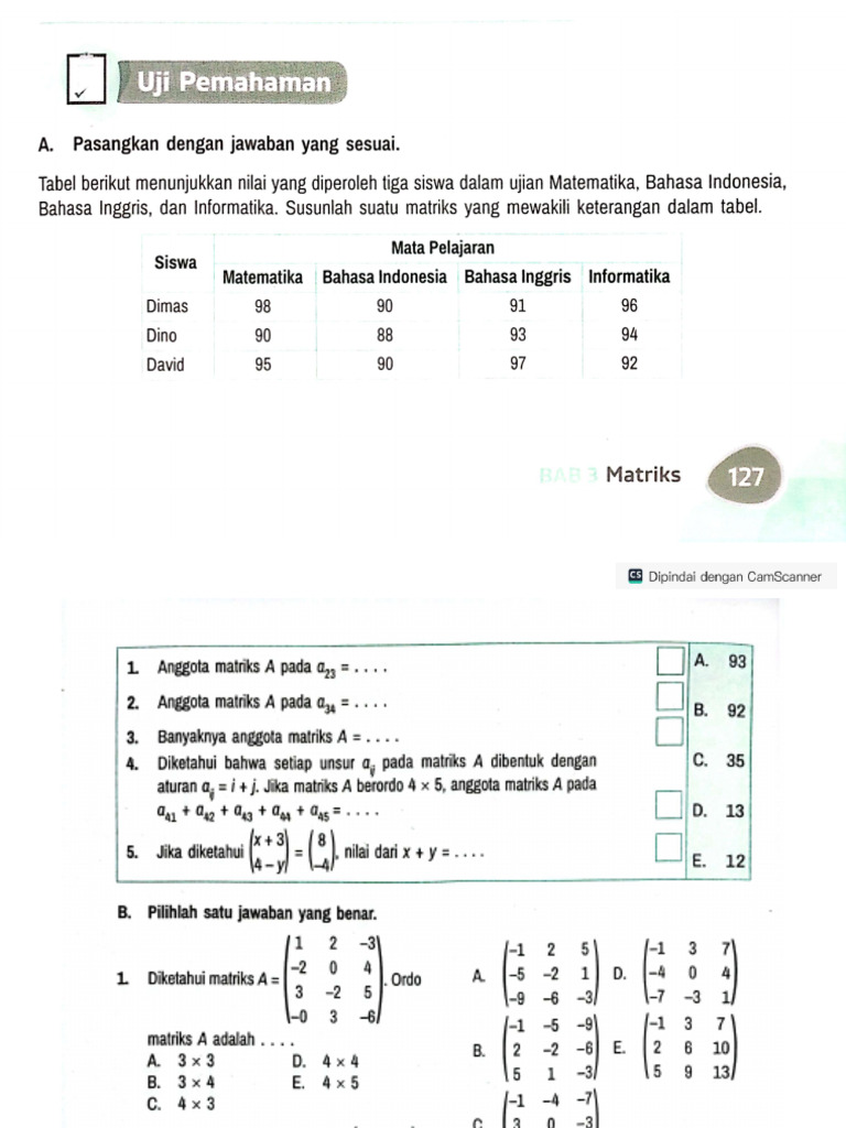 Matriks (Jenis Dan Ordo) | PDF