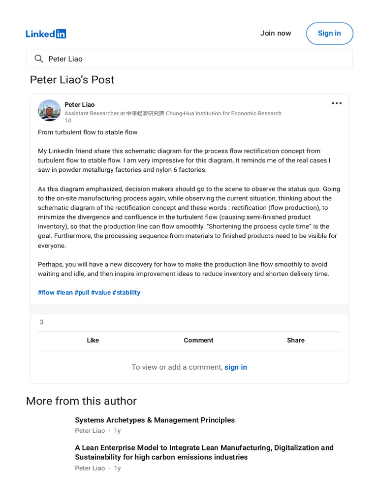 Peter Liao On LinkedIn #Flow #Lean #Pull #Value # | PDF | Inventory | Business