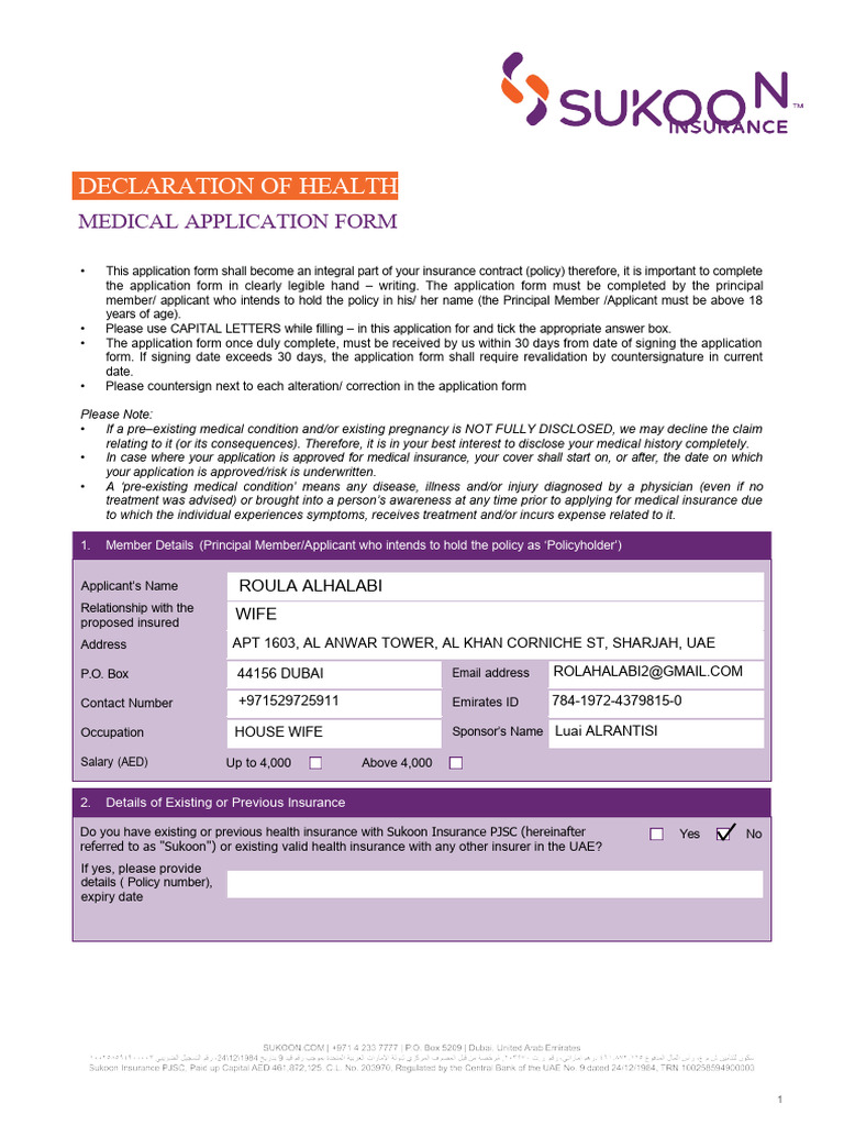 Declaration of Health Form | PDF | Thyroid | Hyperthyroidism