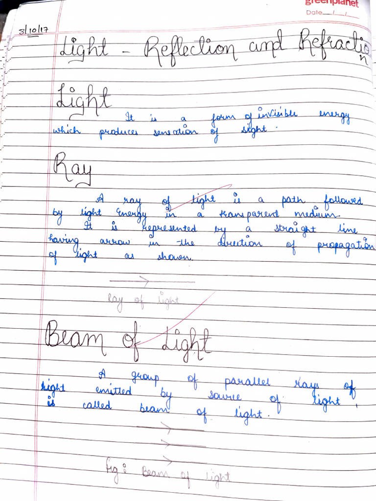 Ch. Light - Reflection and Refraction (Part - 1) | PDF