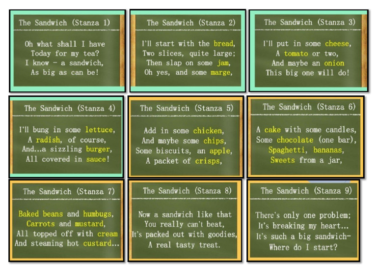 Poem The Sandwich Year 6 | PDF