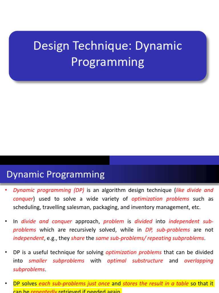Dynamic Programming | PDF | Dynamic Programming | Algorithms Dynamic Programming | PDF | Dynamic Programming | Algorithms