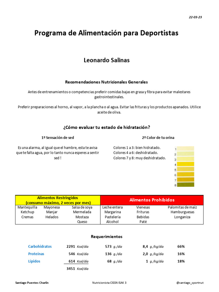 Programa nutricional | PDF | Vegetales | Cocina