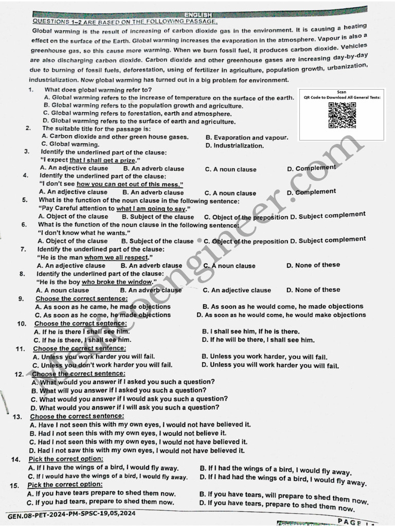 (Medicoengineer - Com) GT-8 Unsolved+Key SPSC MDCAT-24 | PDF