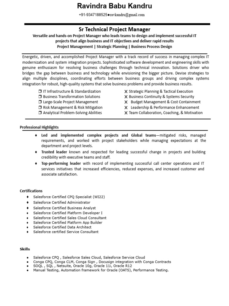 Ravindra Babu Kandru - SR Technical Project Manager | PDF | Software ... Ravindra Babu Kandru - SR Technical Project Manager | PDF | Software ...