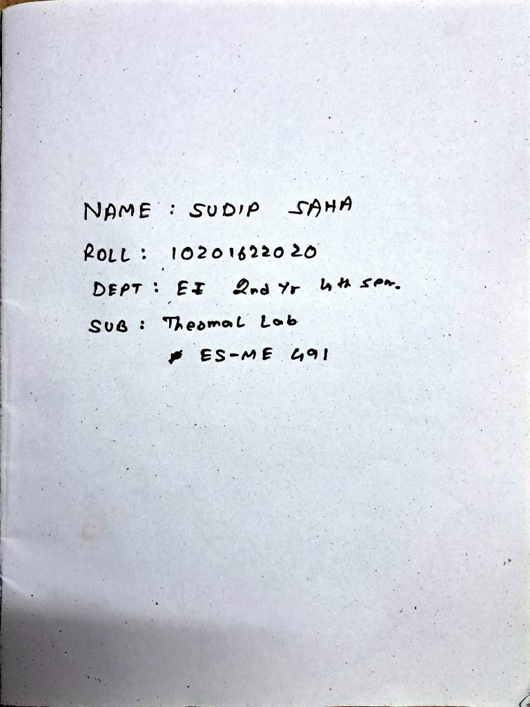 Ee Sudip Saha Thermal Lab | PDF