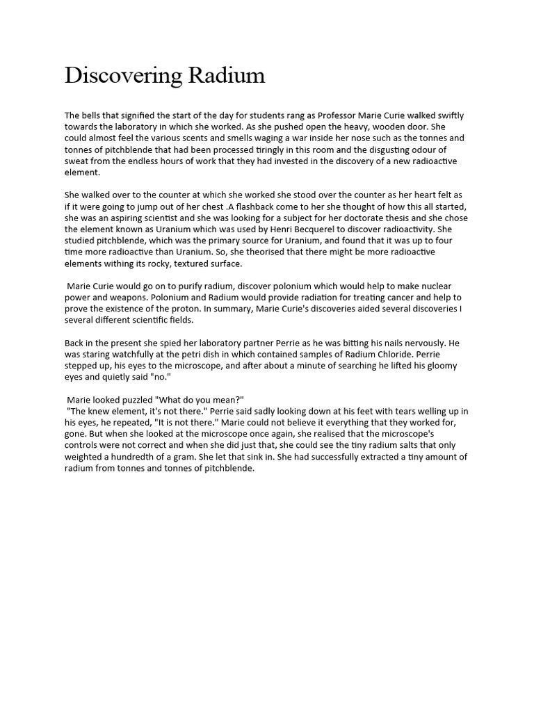 Marie Curie's Radium Breakthrough | PDF