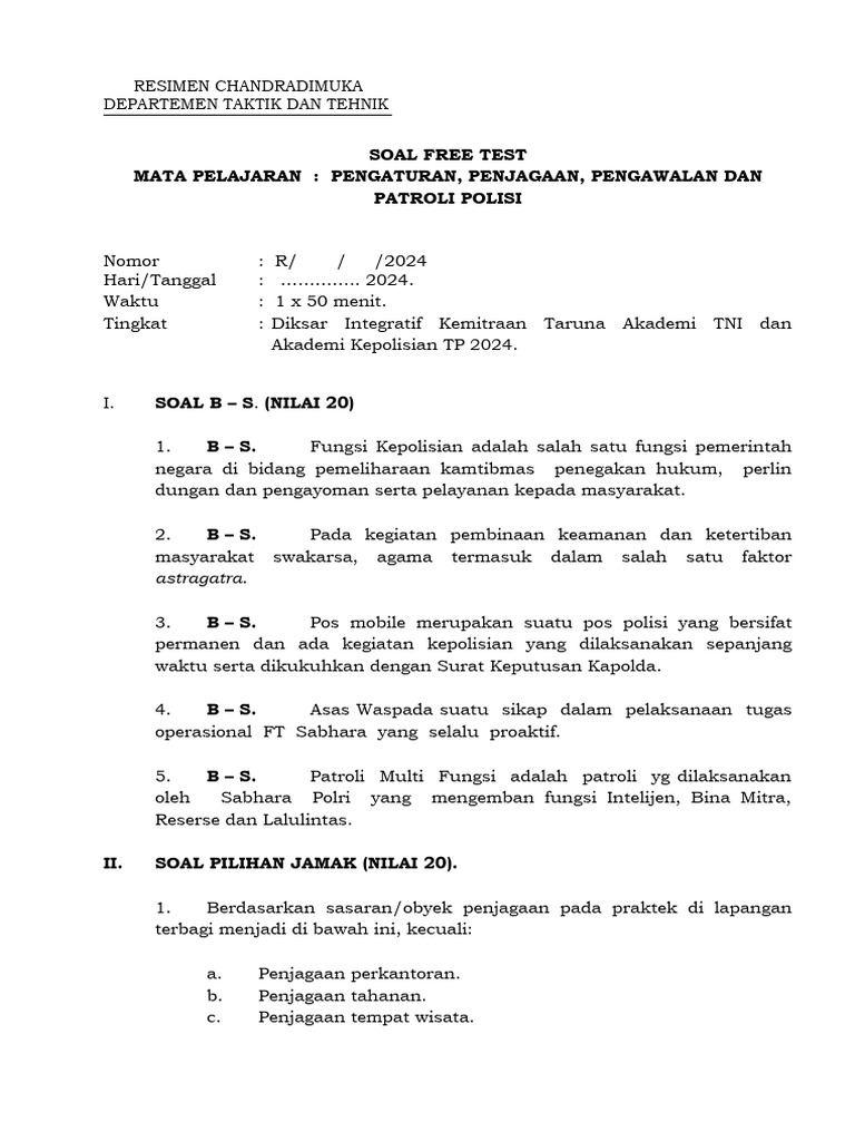 Free Test Turjawali 2024 | PDF