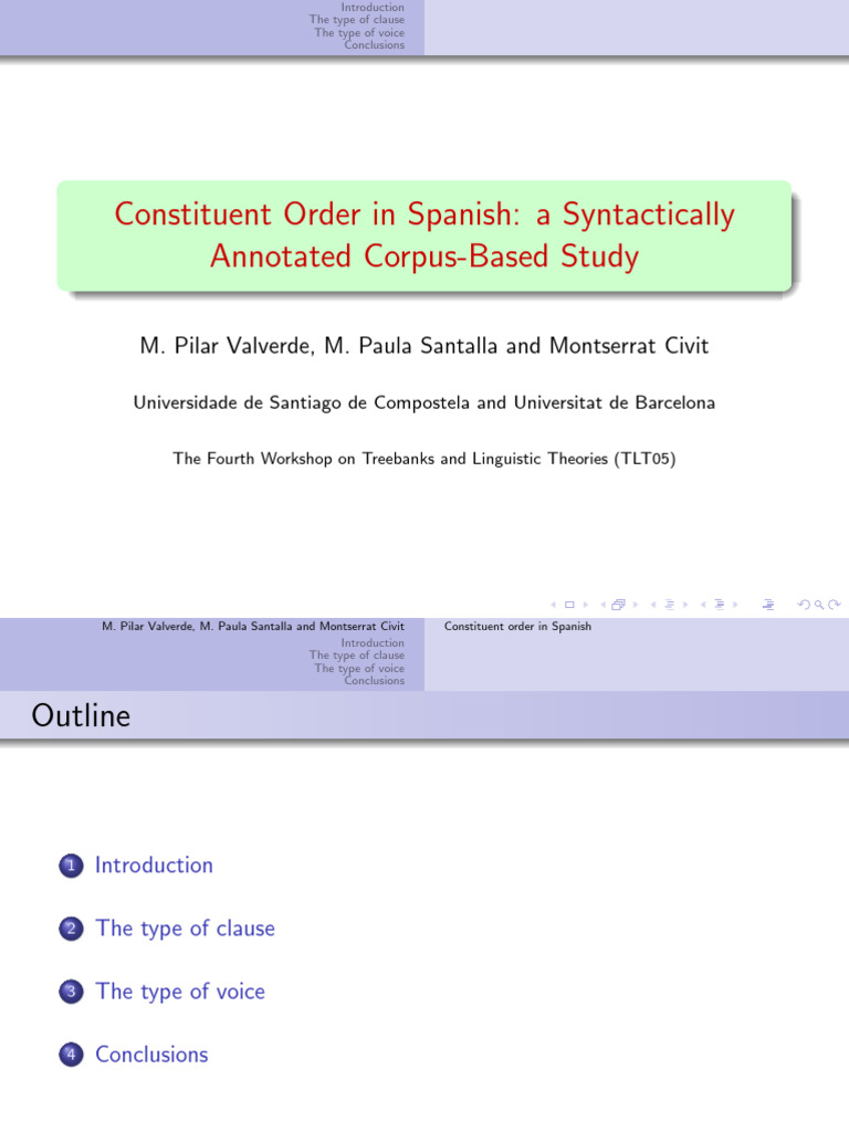 Spanish Syntax: Corpus-Based Study | PDF | Clause | Syntax