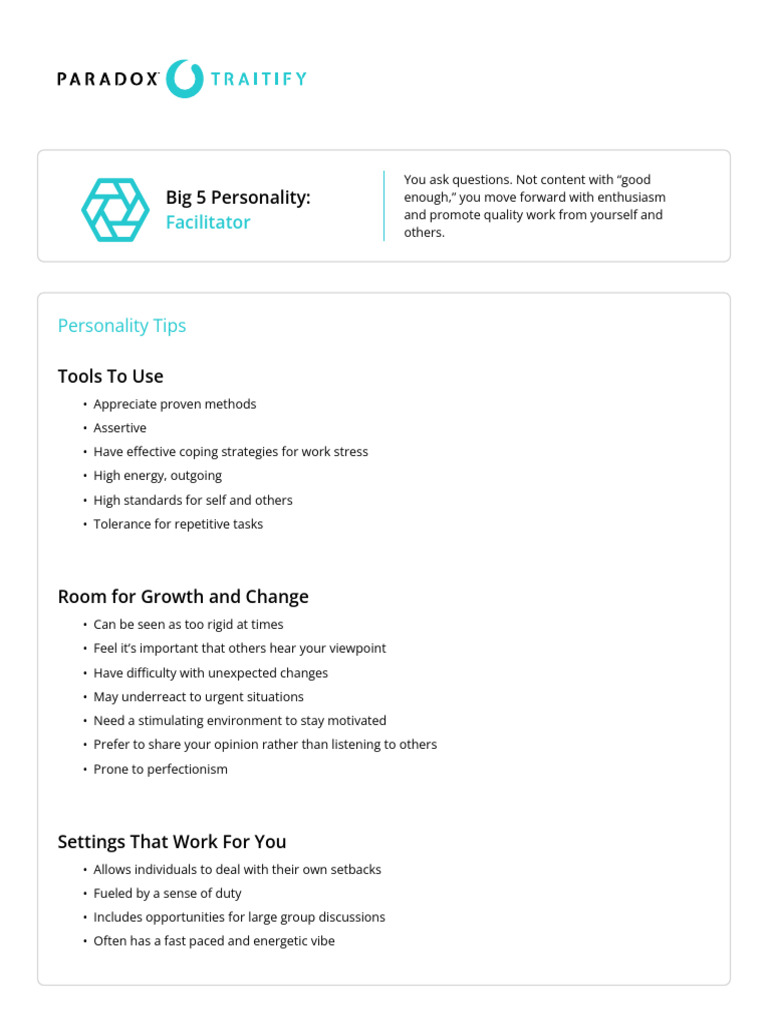 Matt Rosca Traitify Assessment Results 0-1-2024 | PDF | Extraversion ...
