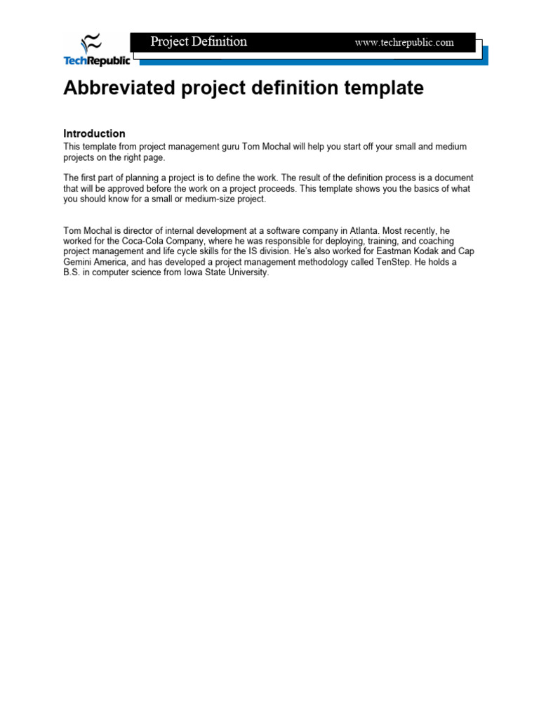 Project Def | PDF | Risk | Project Management