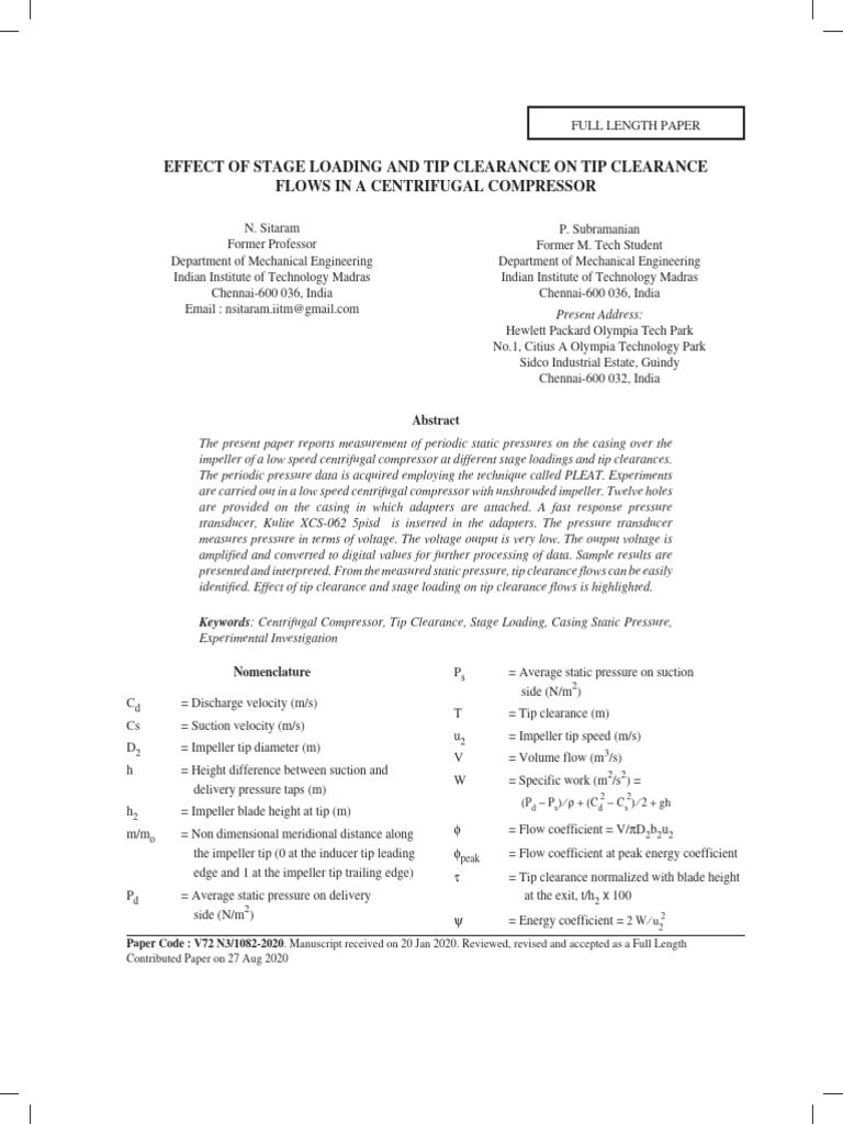 Effect of Stage Loading and Tip Clearance On Tip Clearance | PDF ...