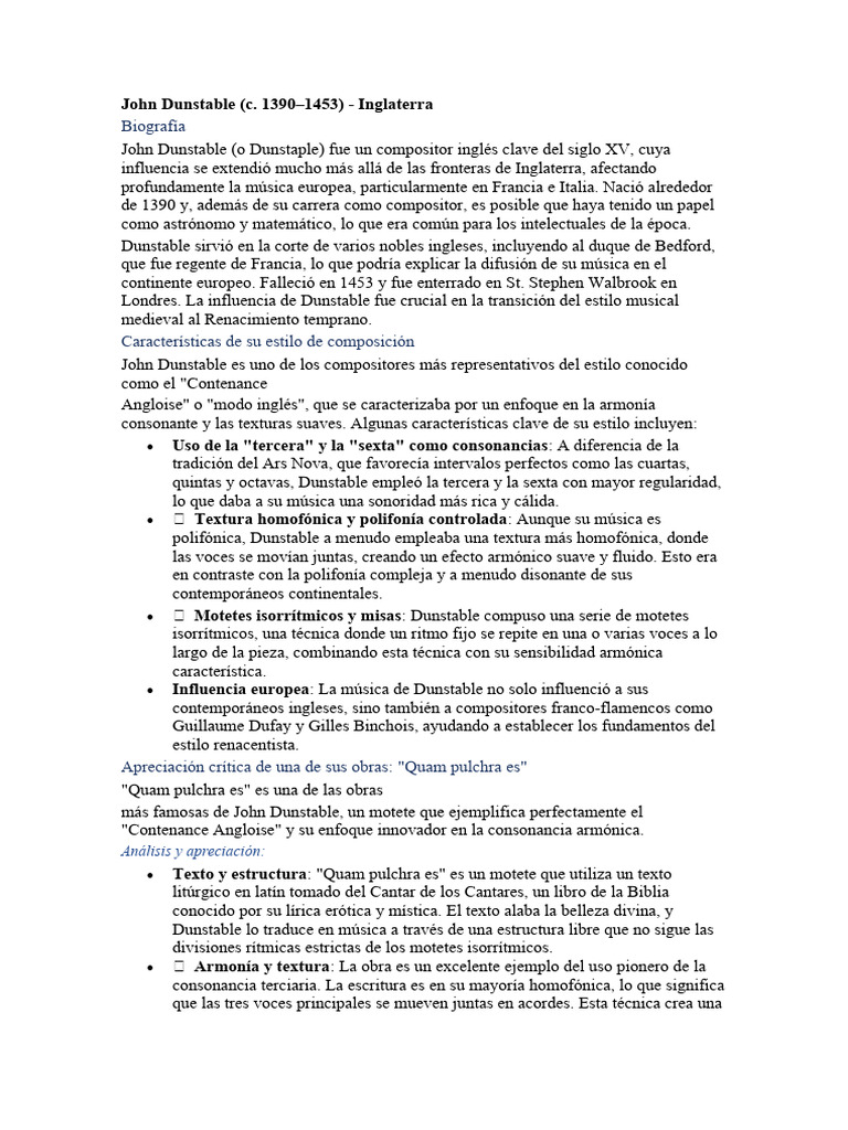 John Dunstable (C. 1390-1453) | PDF | Armonía | Composiciones Musicales